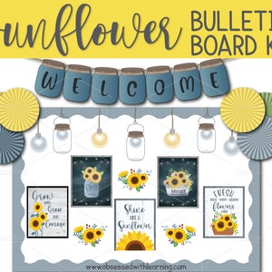 Farmhouse Sunflower Classroom Decor Kit for Educational Bulletin Board ...