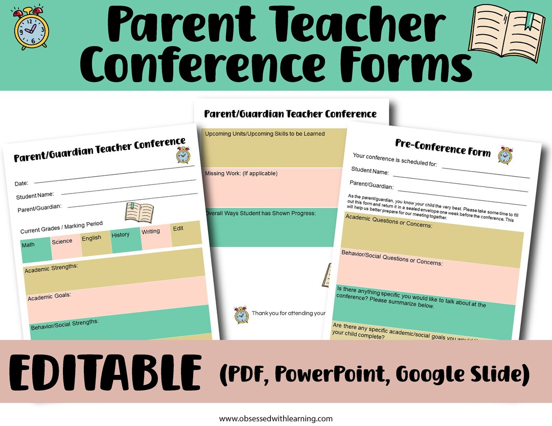 Editable Parent Teacher Conference Forms for Classroom Management and ...