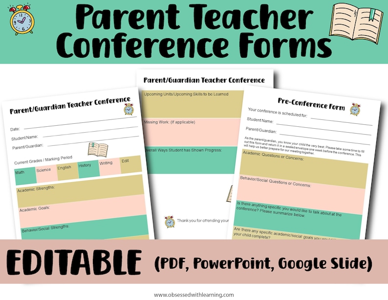 EDITABLE Parent Teacher Conference Forms EDITABLE Classroom - Etsy
