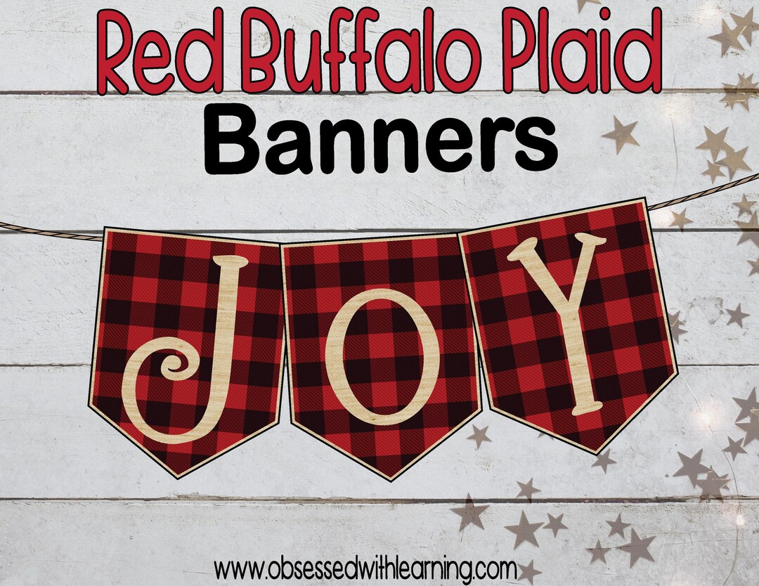 Buffalo Plaid Christmas Décor, Merry Christmas Bunting, Red Buffalo ...