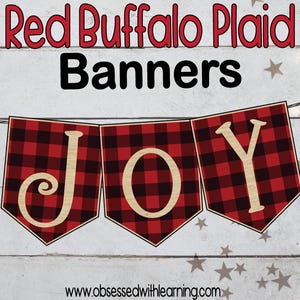 Buffalo Plaid Christmas Décor, Merry Christmas Bunting, Red Buffalo ...