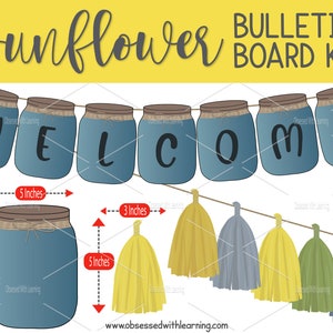 Farmhouse Sunflower Classroom Decor Kit for Educational Bulletin Board ...