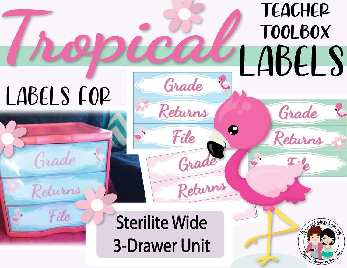 Tropical Teacher Toolbox Labels for School Supply Organization and ...