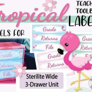Tropical Teacher Toolbox Labels for School Supply Organization and ...