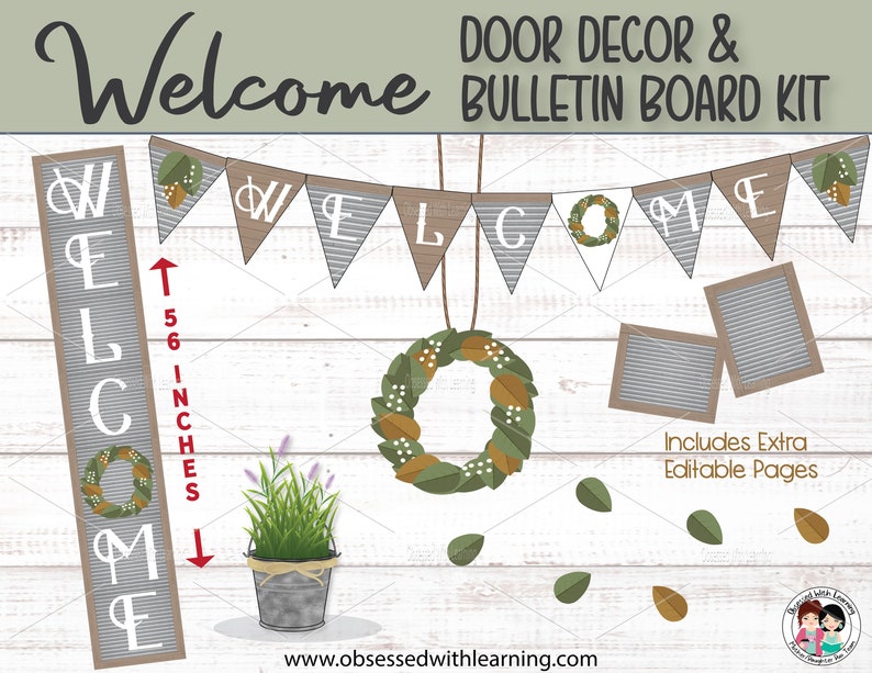 Farmhouse Welcome Sign for Elementary Classroom Door Decor, Bulletin ...