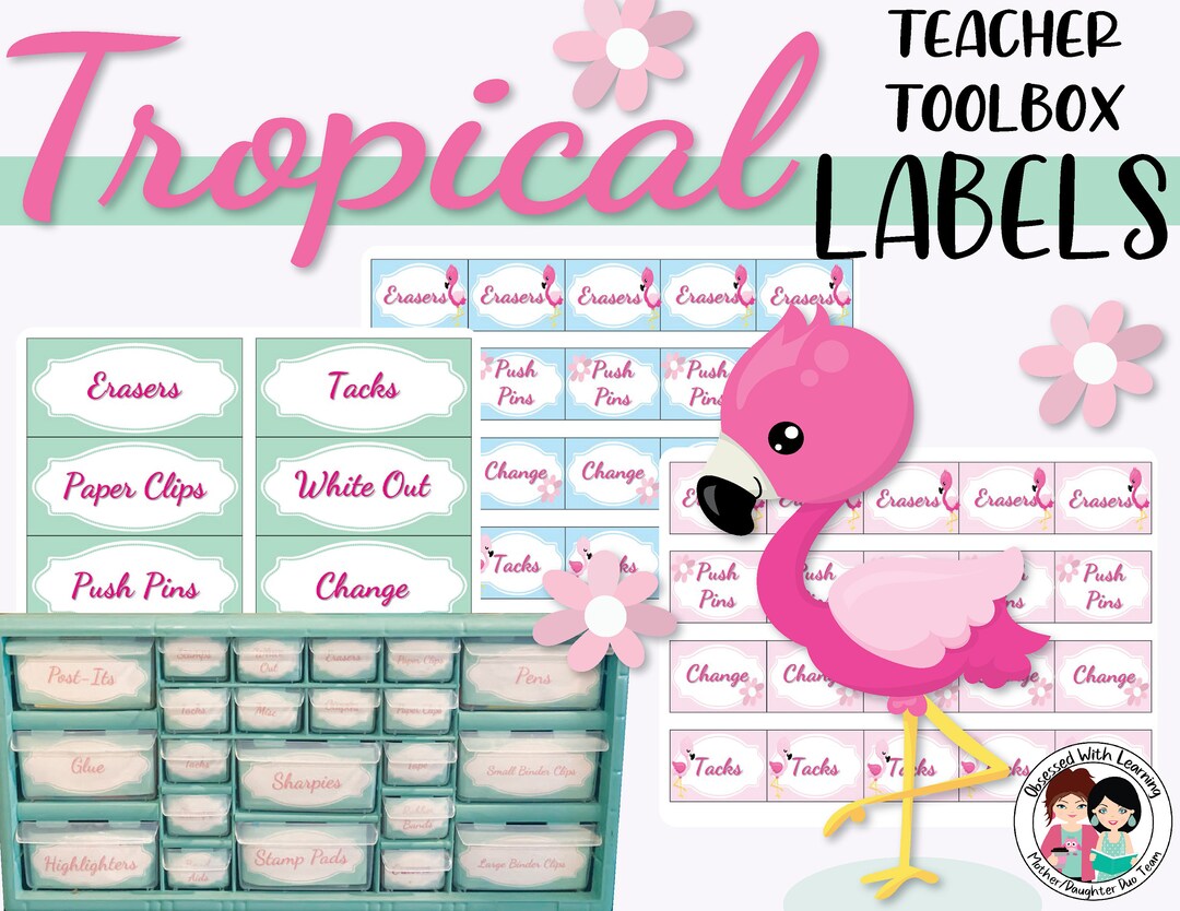 Tropical Classroom Decor, Teacher Toolbox Labels, School Supply Labels ...
