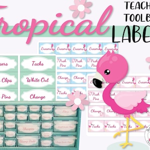 Tropical Teacher Toolbox Labels for School Supply Organization and ...