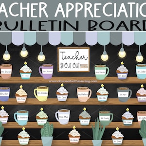 Teacher Appreciation Poster Kit for Classroom Bulletin Board Kit Coffee ...