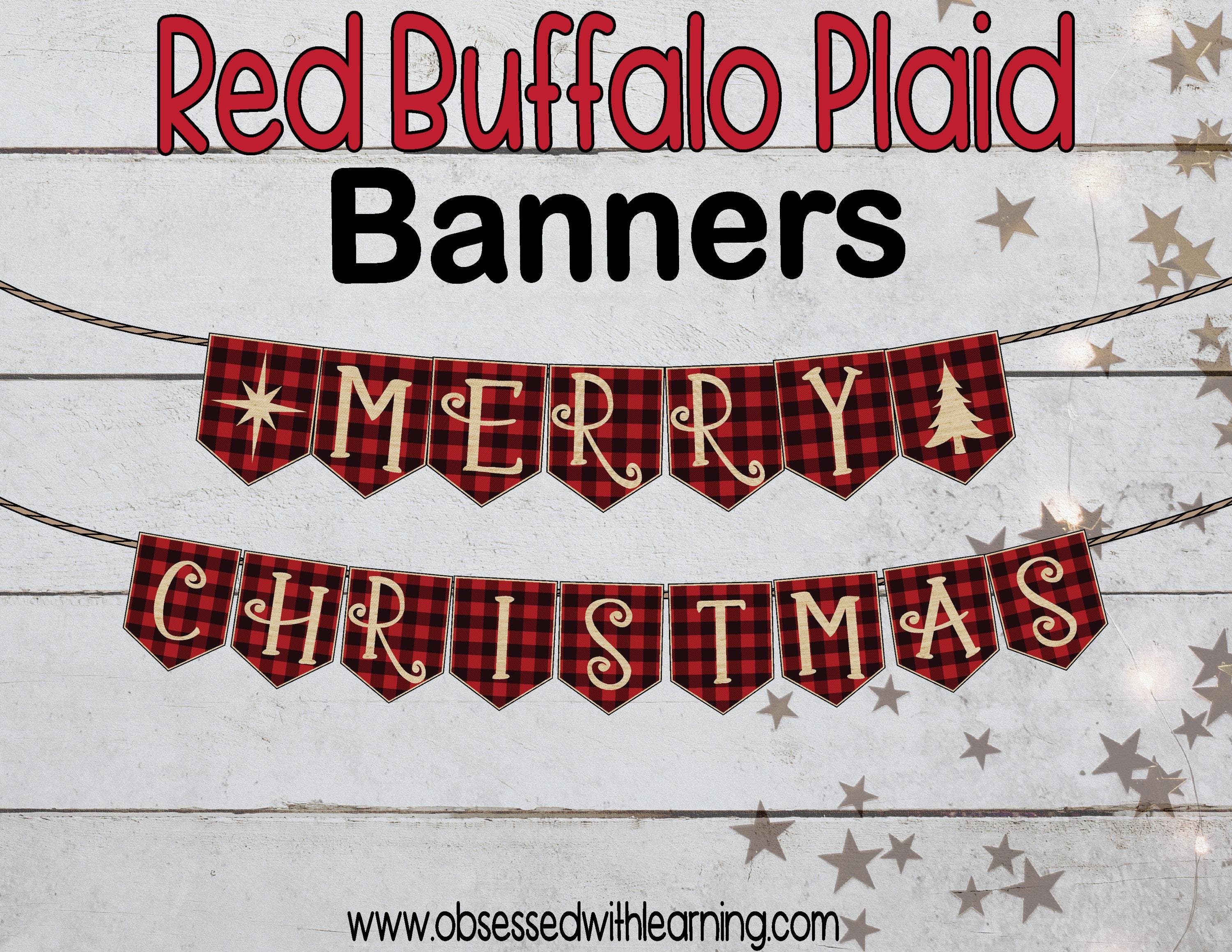 Buffalo Plaid Christmas Décor, Merry Christmas Bunting, Red Buffalo ...