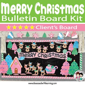 Pink Christmas Bulletin Board Kit, Candyland, Editable Reindeer Tags ...