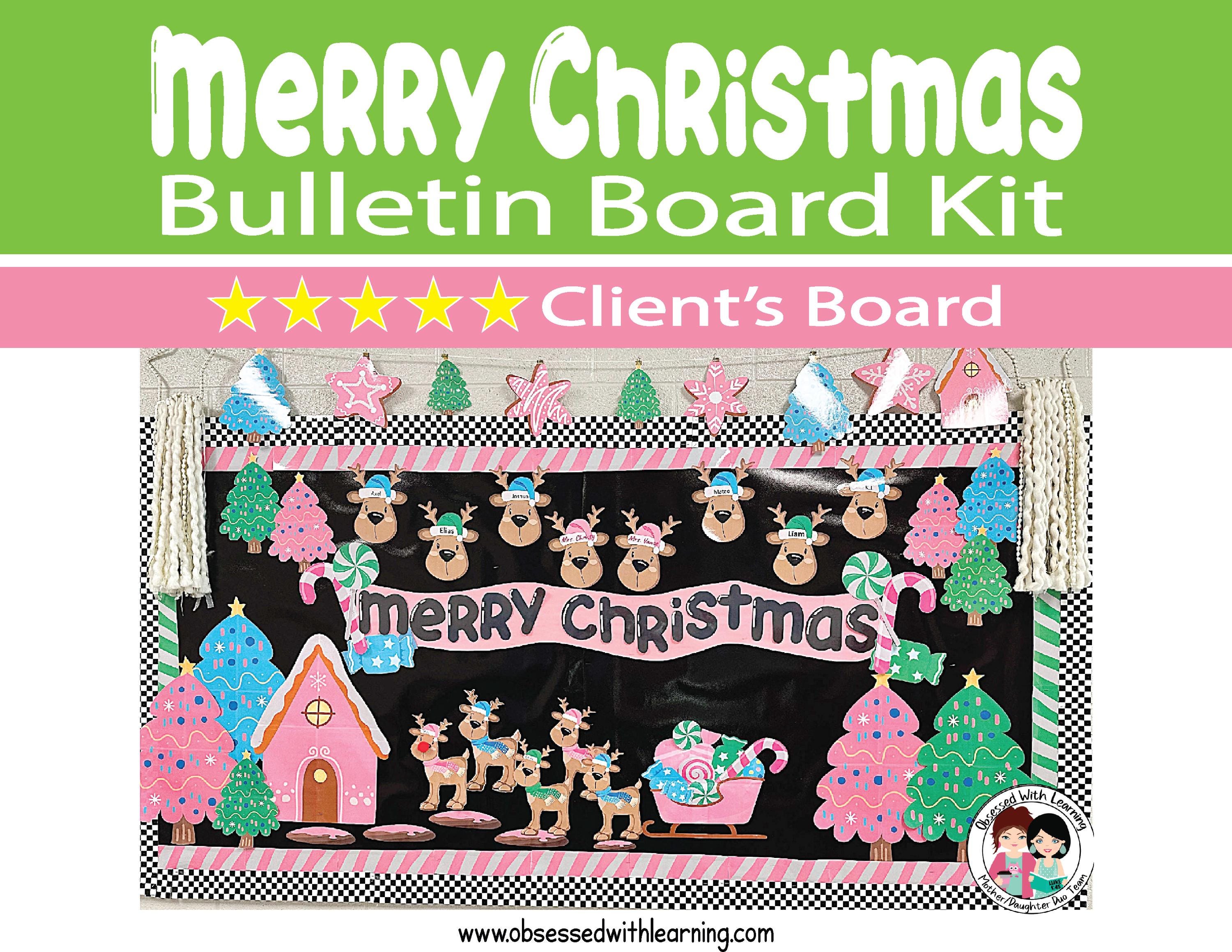 Pink Christmas Bulletin Board Kit, Candyland, Editable Reindeer Tags ...