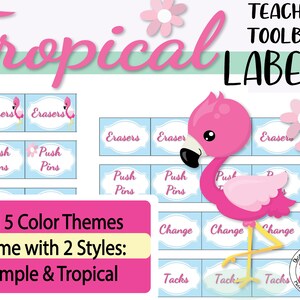 Tropical Teacher Toolbox Labels for School Supply Organization and ...