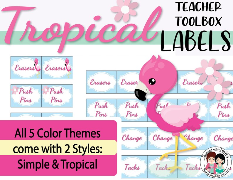 Tropical Teacher Toolbox Labels for School Supply Organization and ...