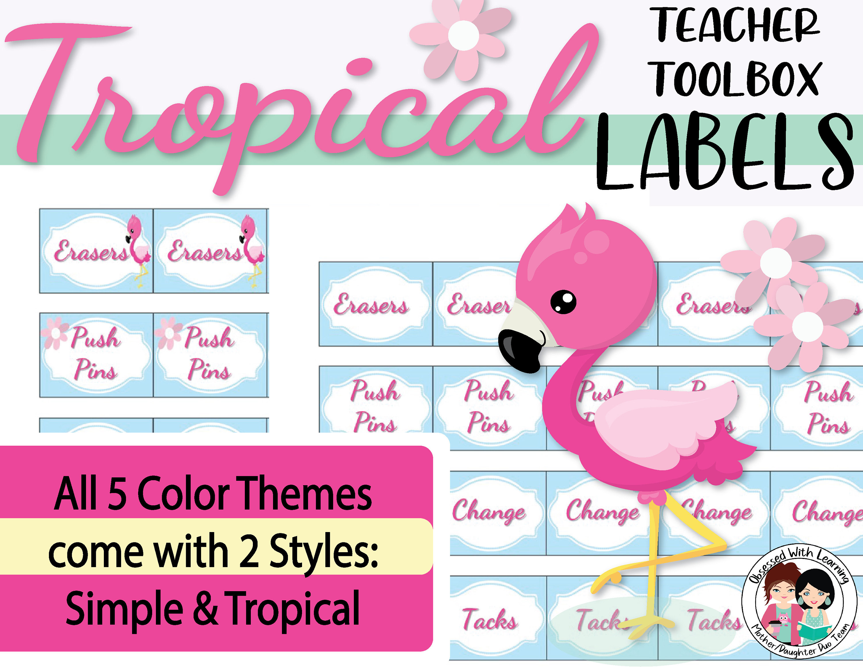 Tropical Teacher Toolbox Labels for School Supply Organization and ...