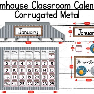 Farmhouse Classroom Calendar With School Supply Labels and Educational ...