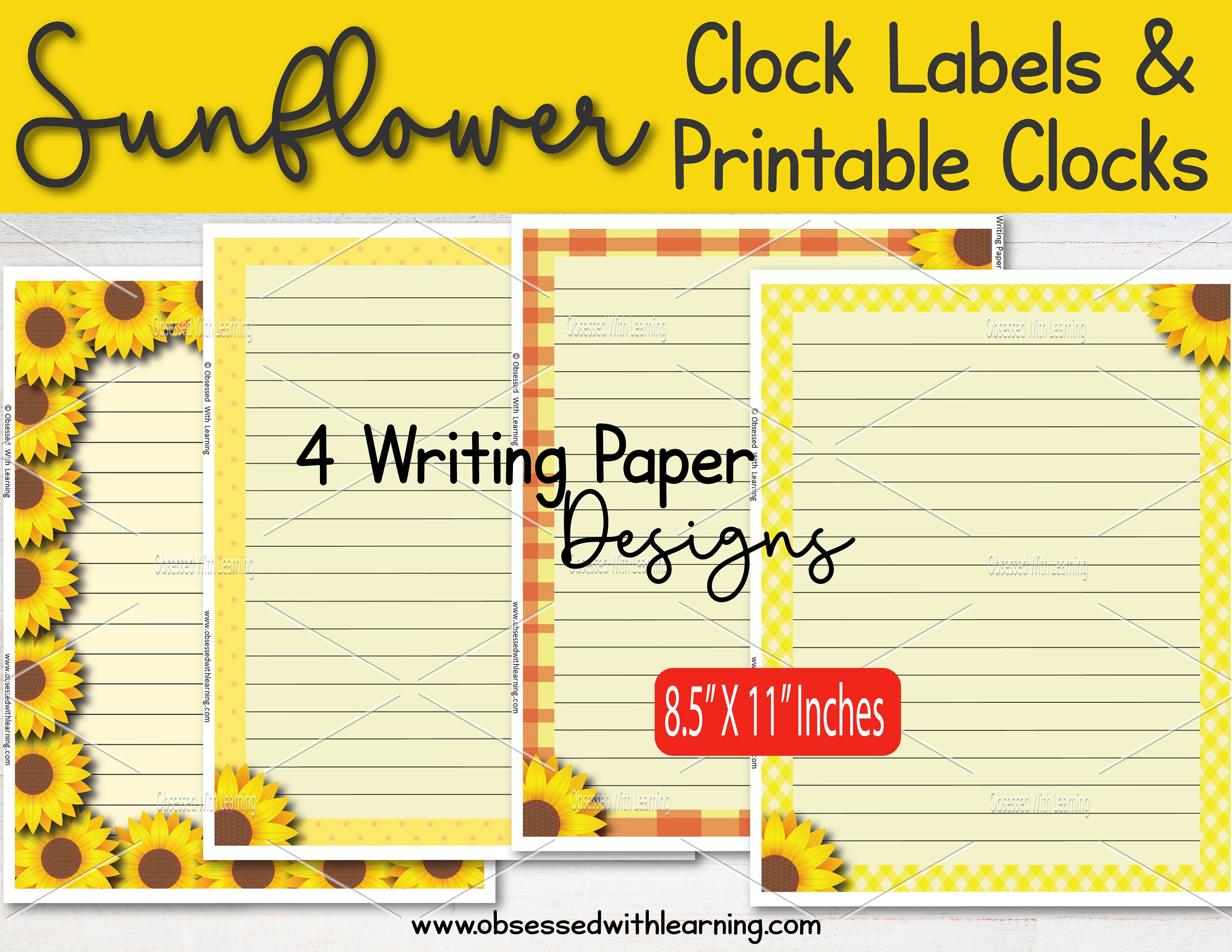 Sunflower Bulletin, Classroom Clock Labels, Educational Time Management ...