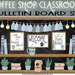 Coffee Shop Farmhouse Classroom Bulletin Board Kit, Printable Labels ...