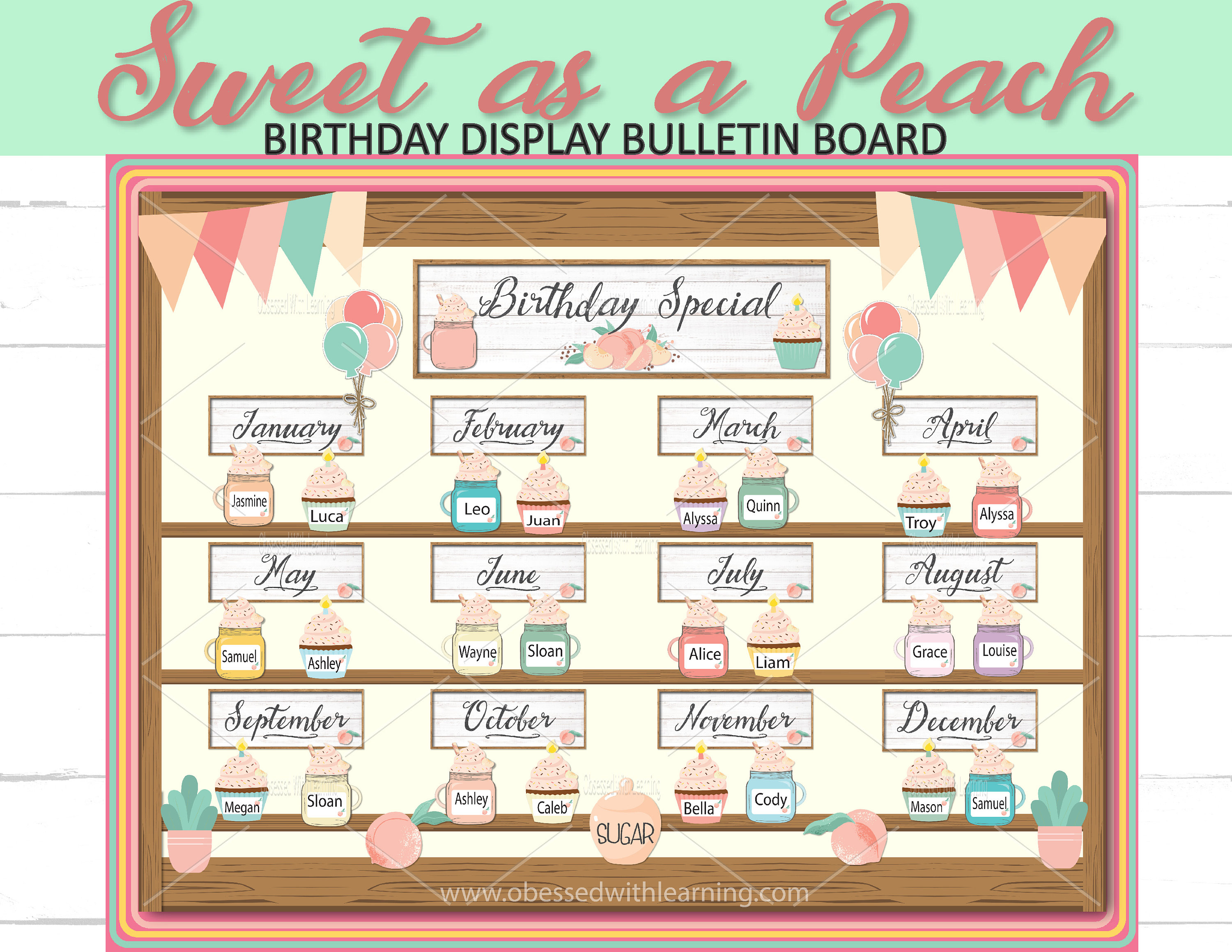 Sweet Peach Birthday Bulletin Board, Farmhouse Classroom Decor - Etsy