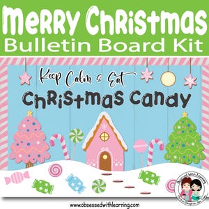 Pink Christmas Bulletin Board Kit, Candyland, Editable Reindeer Tags ...