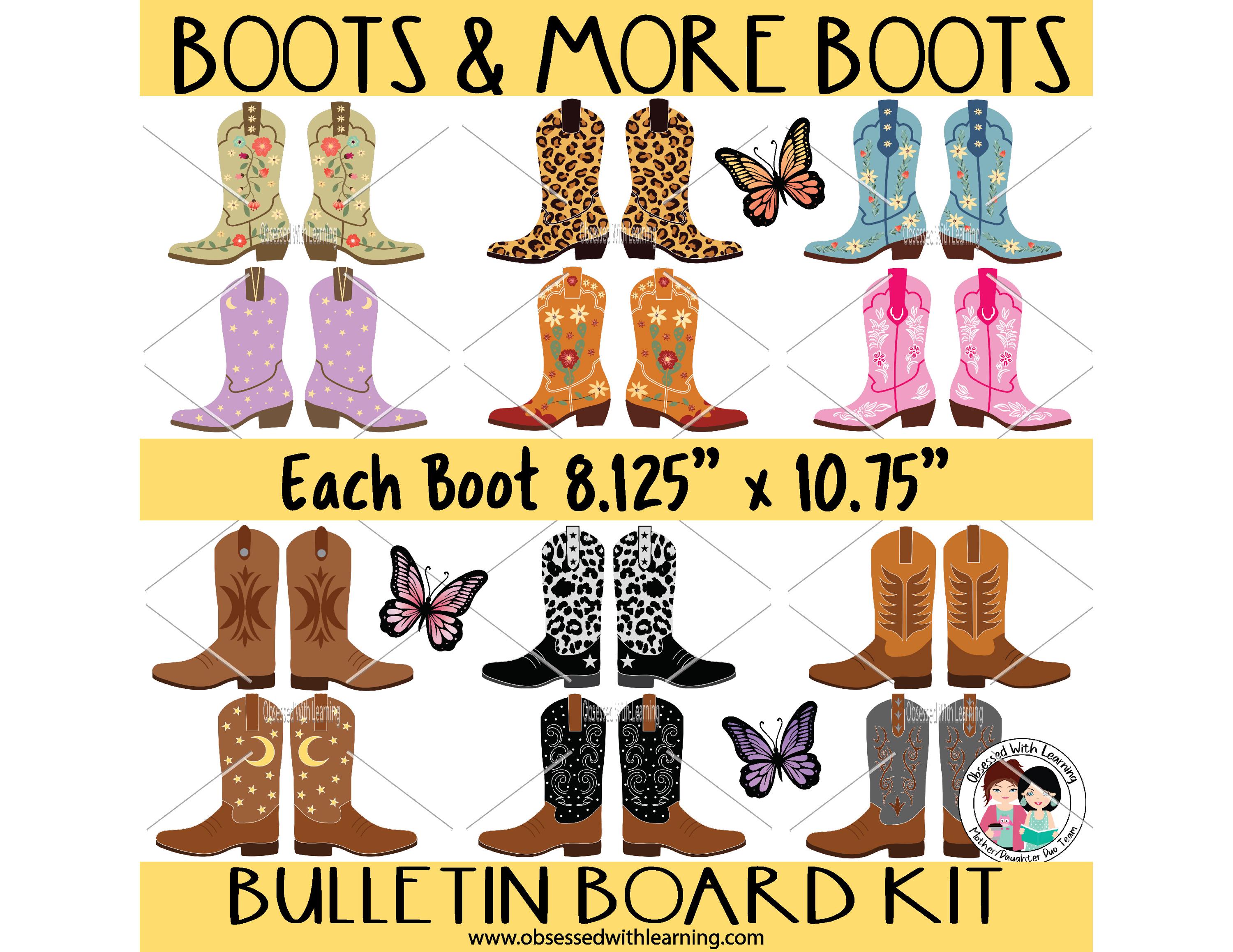 Western Classroom, Boho Western Cowgirl Boots Bulletin Board Kit, Disco ...