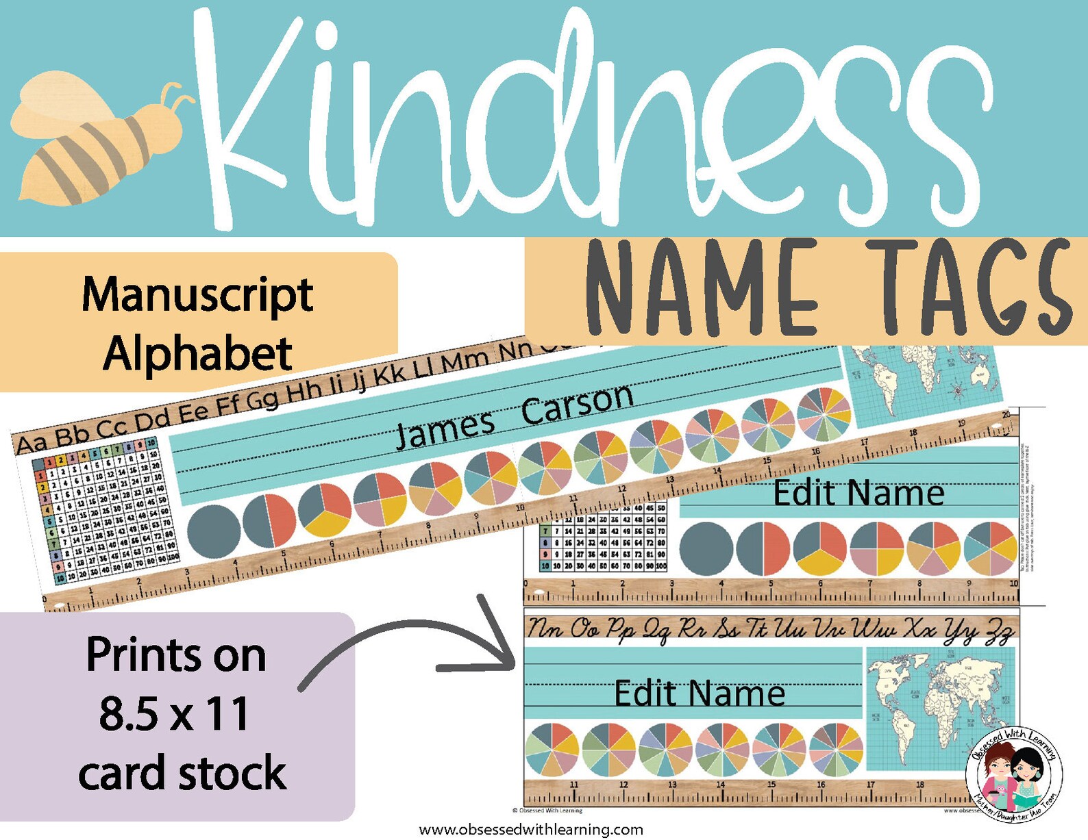 Student Name Tags Editable School Supplies Classroom Decor With ...