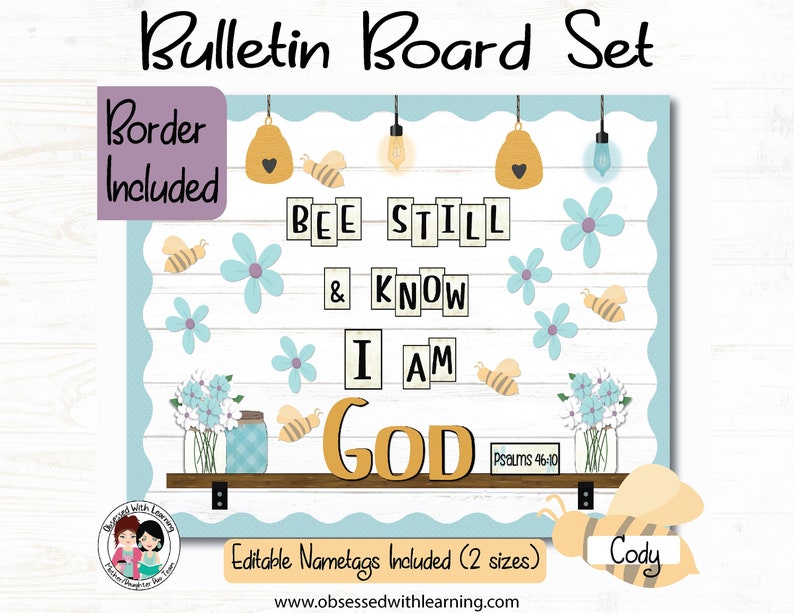 Inspirational Bee-themed Bulletin Board Kit for Christian Elementary ...