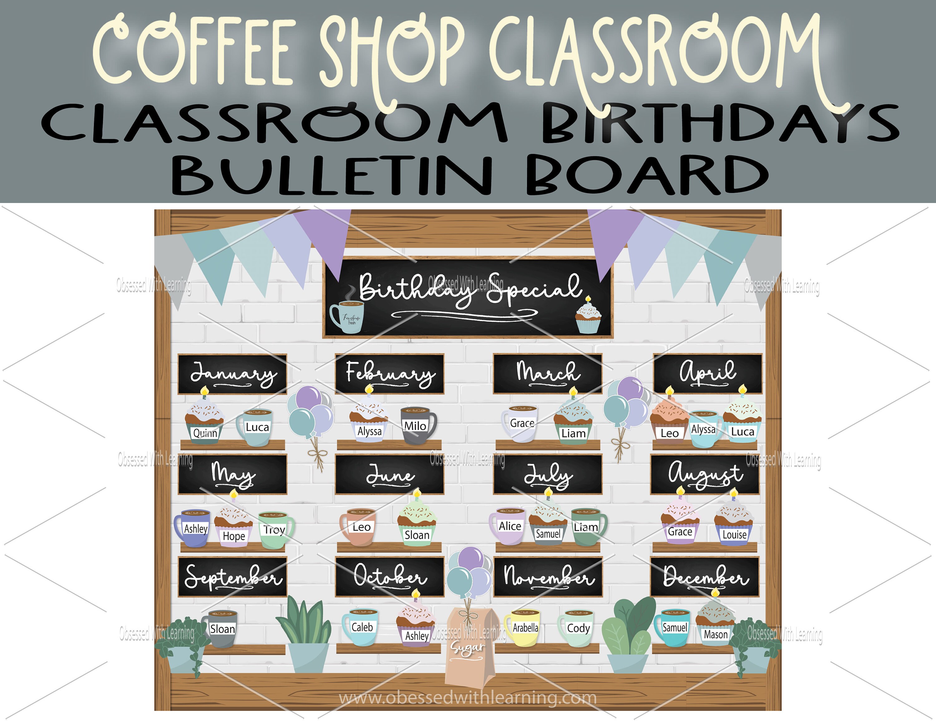 Coffee Theme Farmhouse Classroom Birthday Posters and Name Tags - Etsy