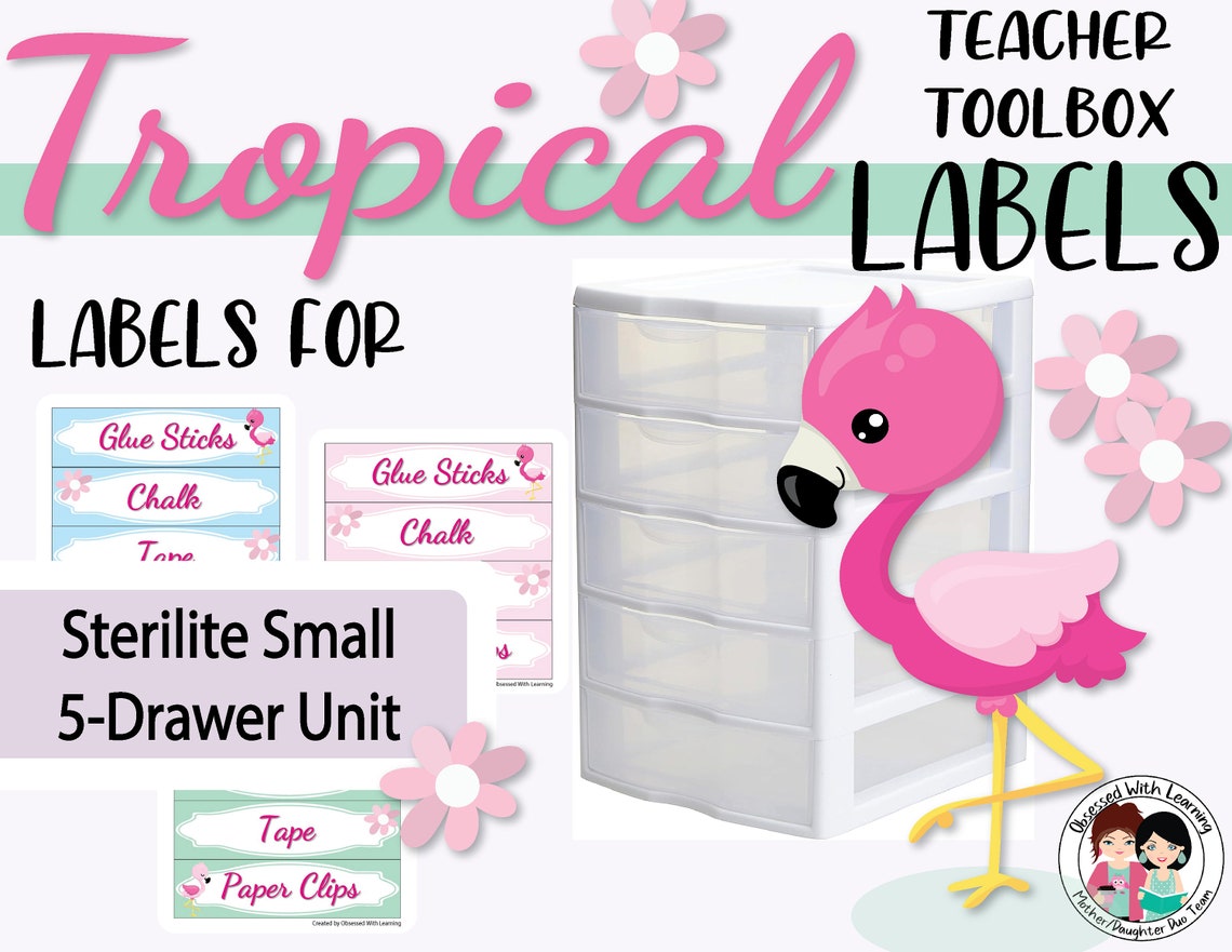 Tropical Teacher Toolbox Labels for School Supply Organization and ...