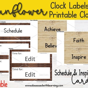Sunflower Bulletin, Classroom Clock Labels, Educational Time Management ...