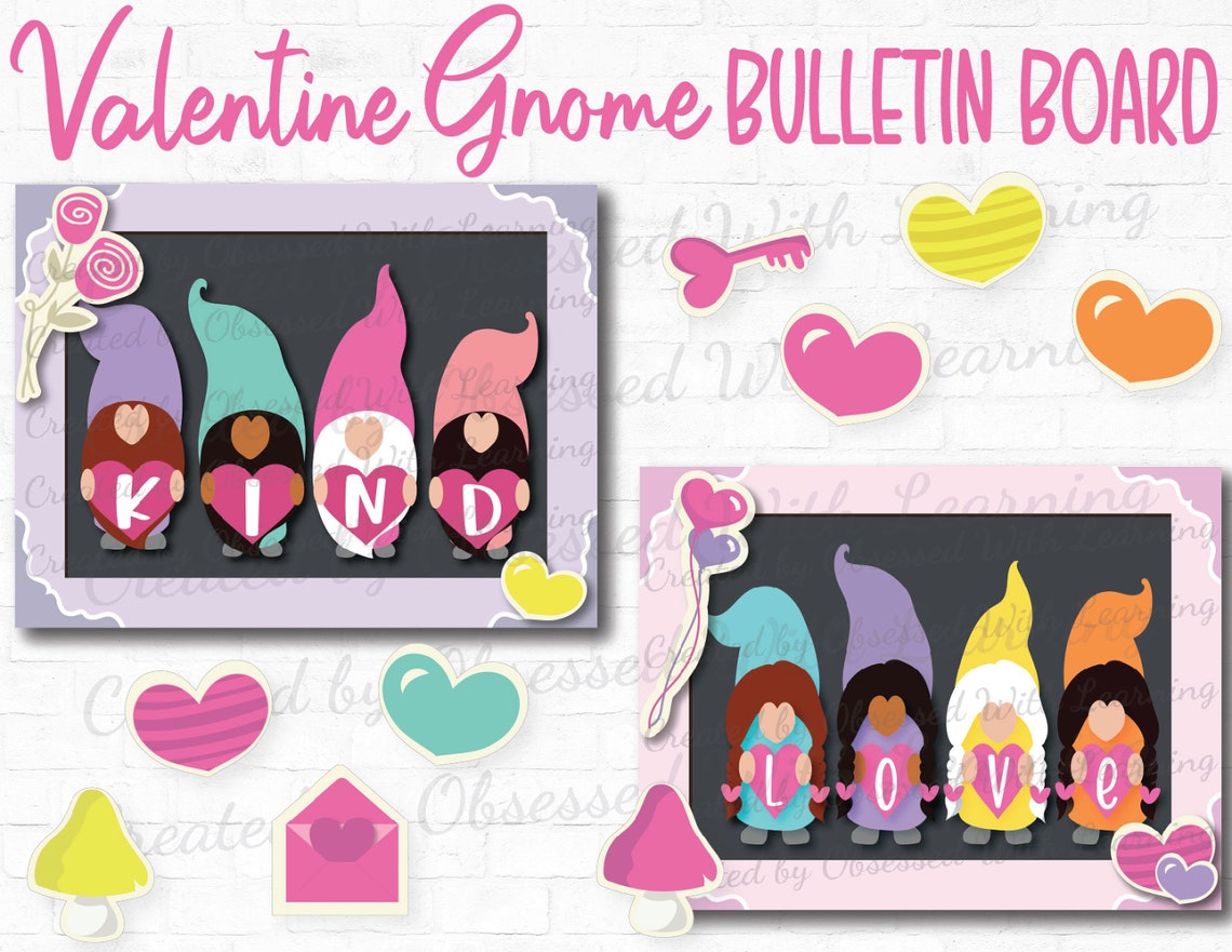 Valentine Gnome Bulletin Board Valentine Bulletin Board Kit - Etsy