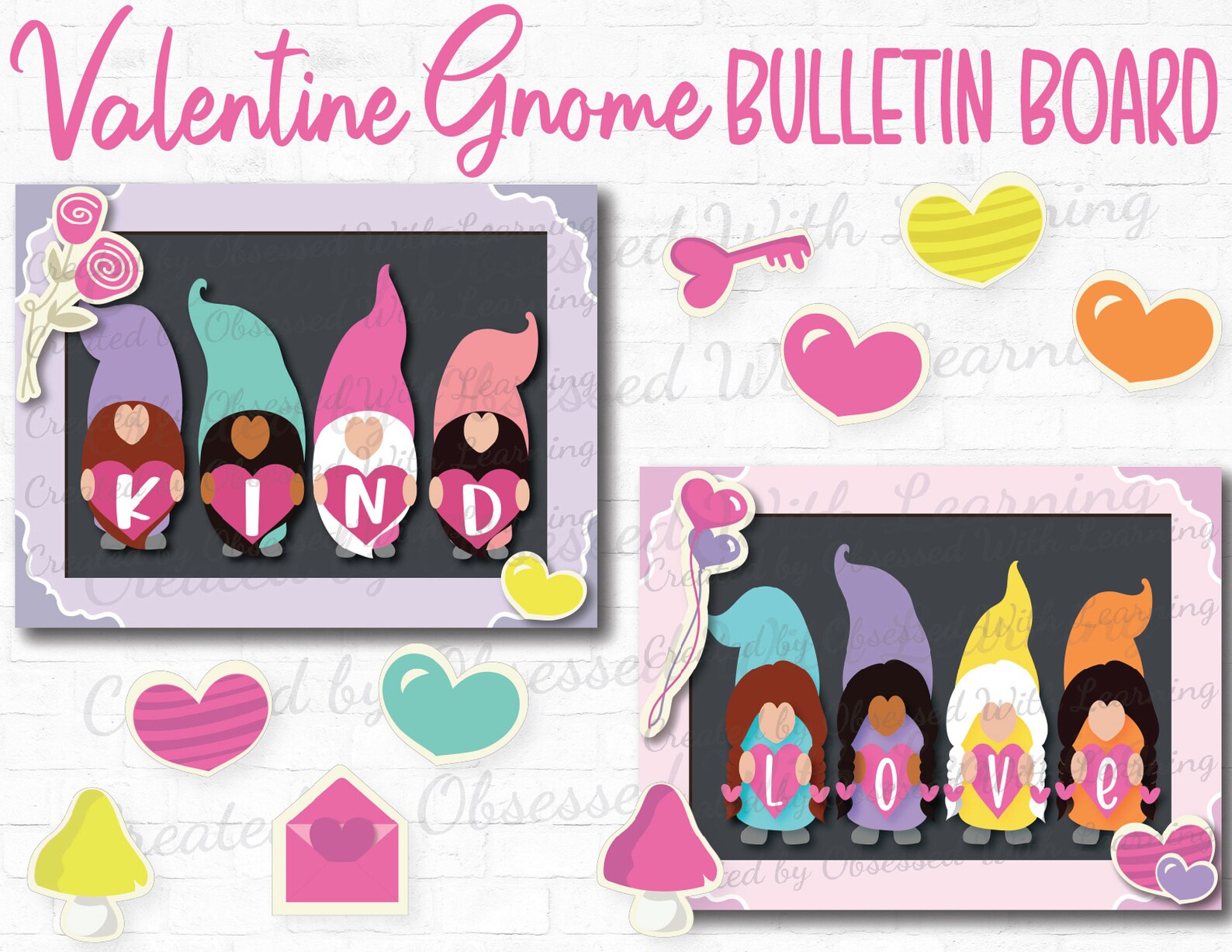 Valentine Gnome Bulletin Board Valentine Bulletin Board Kit - Etsy
