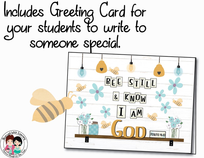 Inspirational Bee-themed Bulletin Board Kit for Christian Elementary ...