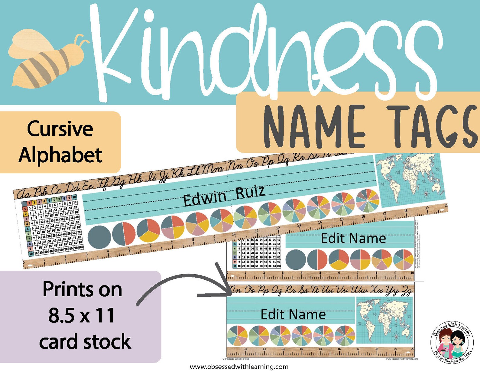 Student Name Tags Editable School Supplies Classroom Decor With ...