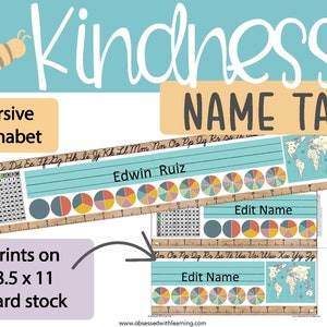 Student Name Tags Editable School Supplies Classroom Decor With ...