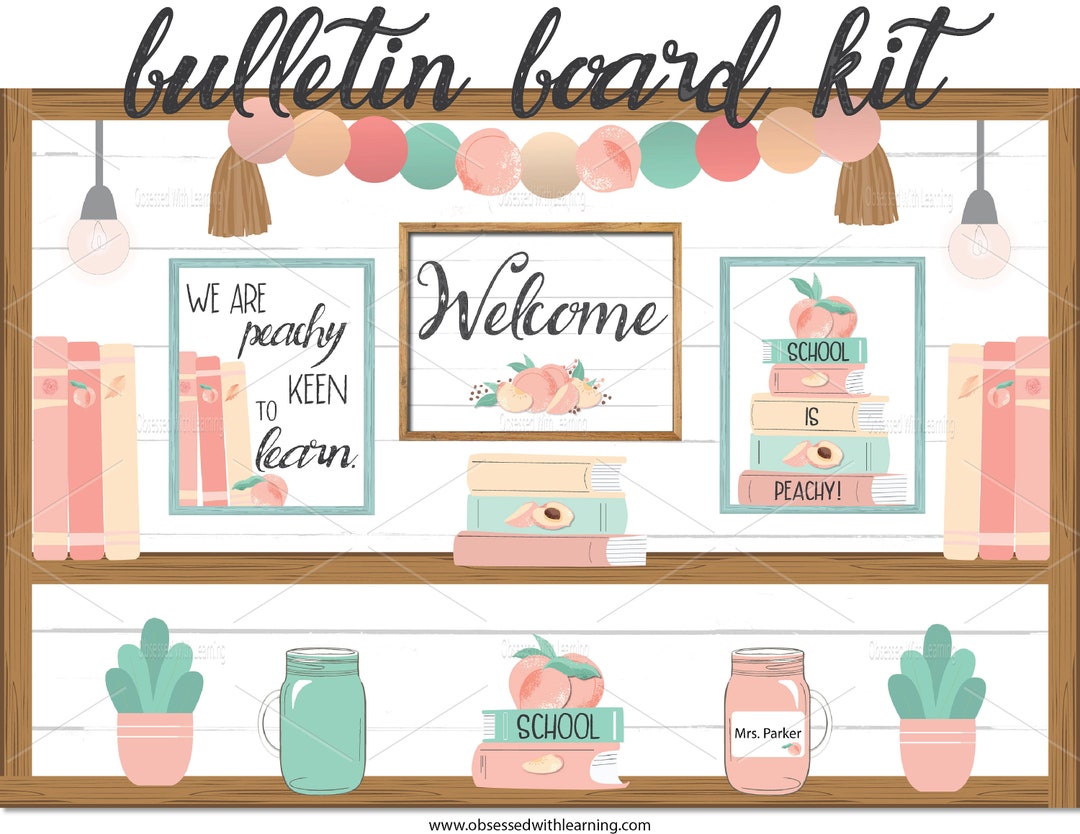 Peach Farmhouse Classroom Decor With Editable Name Tags and Wall Art - Etsy
