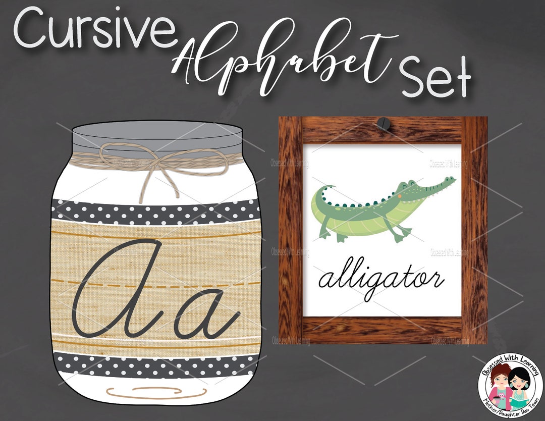 Farmhouse Classroom Alphabet Cards, Back to School, Cursive Practice ...