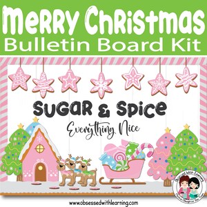 Pink Christmas Bulletin Board Kit, Candyland, Editable Reindeer Tags ...