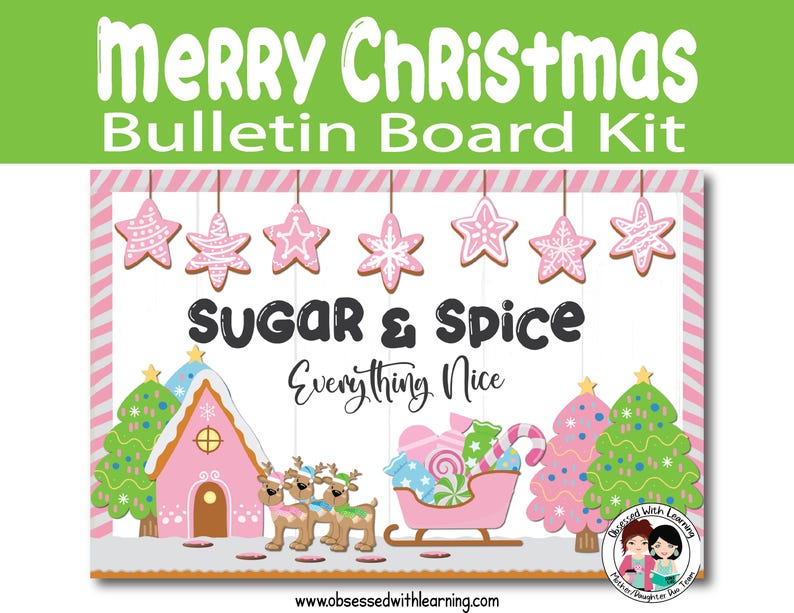 Pink Christmas Bulletin Board Kit, Candyland, Editable Reindeer Tags ...