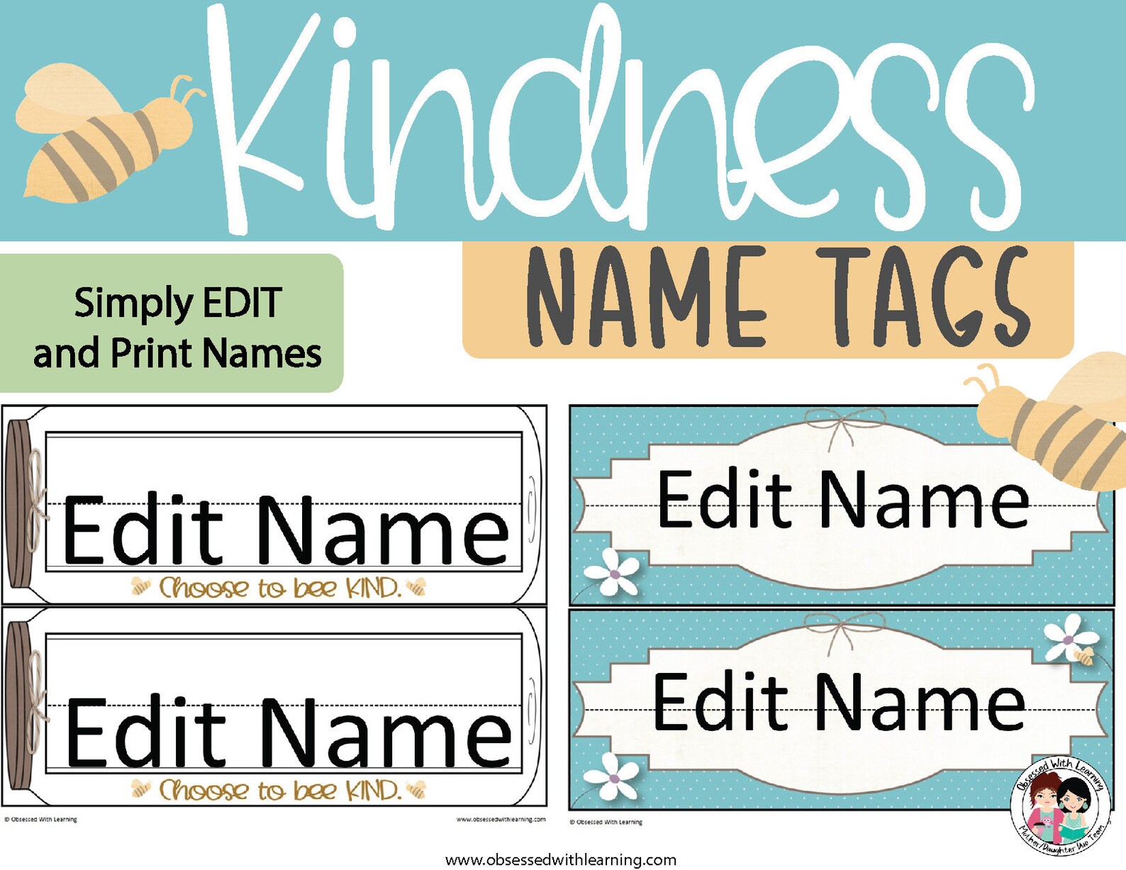 Student Name Tags Editable School Supplies Classroom Decor With ...