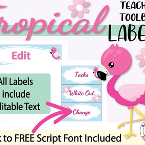 Tropical Teacher Toolbox Labels for School Supply Organization and ...