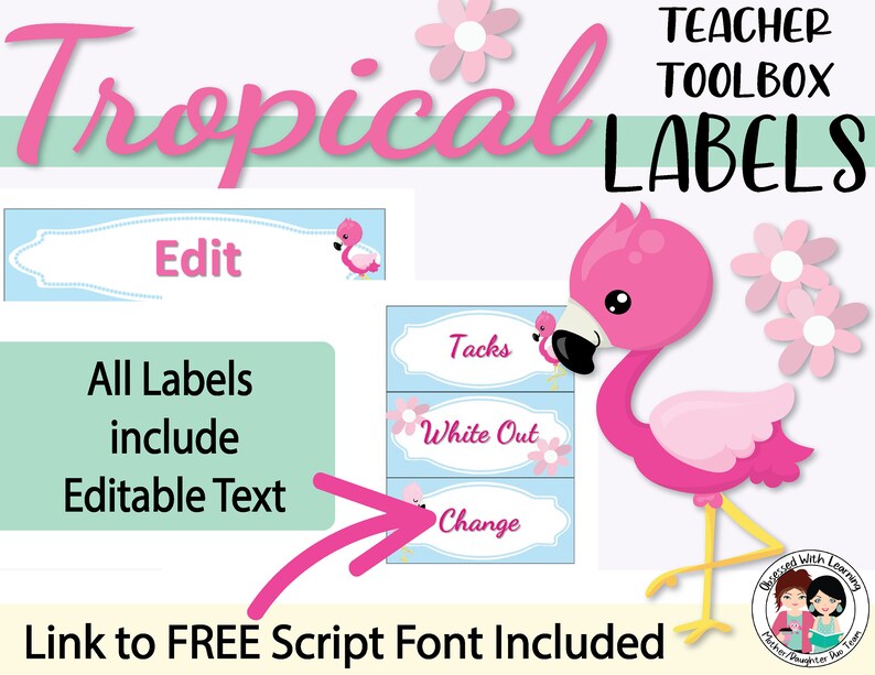 Tropical Teacher Toolbox Labels for School Supply Organization and ...