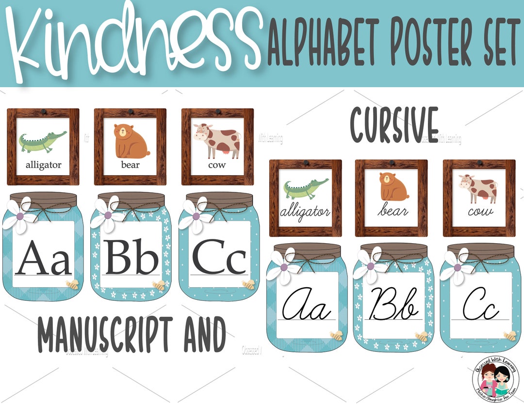 Charming Alphabet Posters for Farmhouse Classroom Decor With Kindness ...