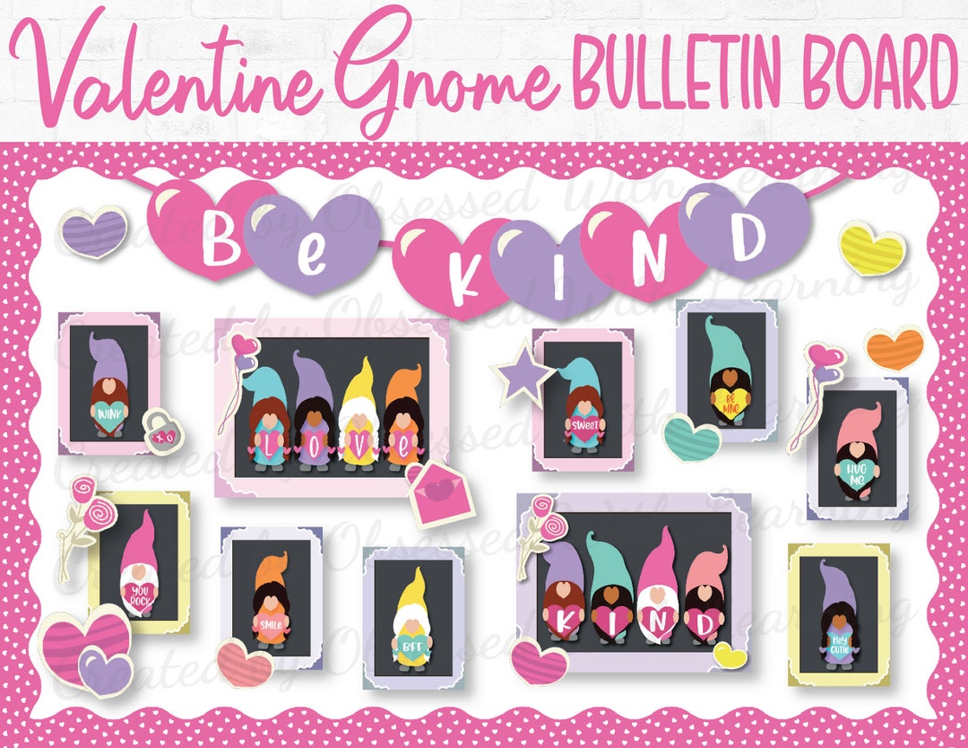 Valentine Gnome Bulletin Board, Valentine Bulletin Board Kit, Kindness ...