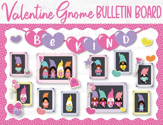 Valentine Gnome Bulletin Board Valentine Bulletin Board Kit - Etsy
