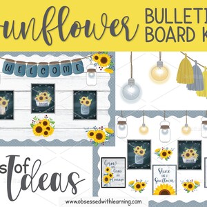 Farmhouse Sunflower Classroom Decor Kit for Educational Bulletin Board ...