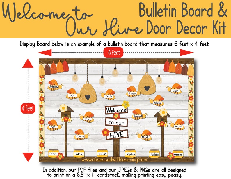 Welcome to Our Hive Bulletin Board Editable Name Tags | Etsy