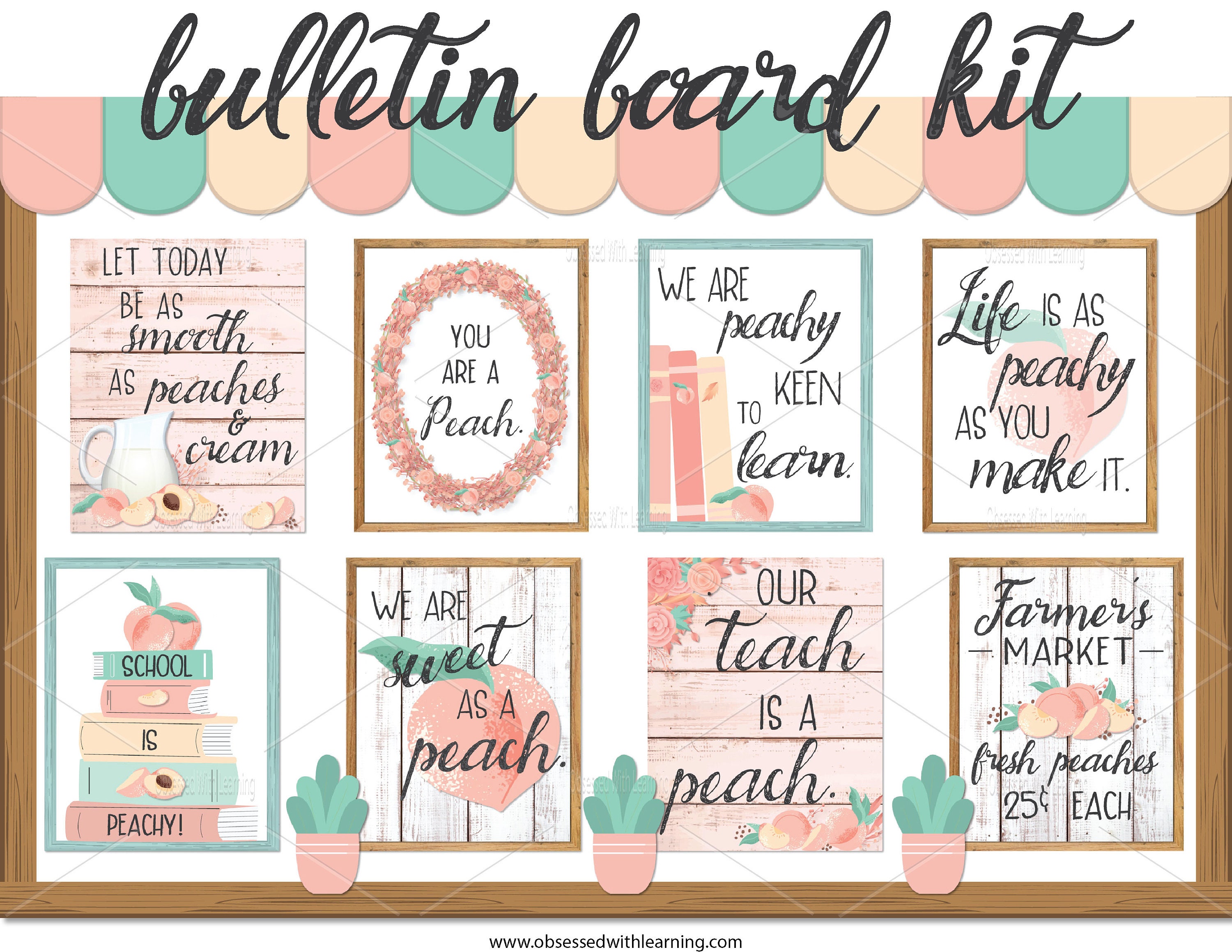 Sweet as a Peach Farmhouse Classroom Décor Bulletin Board - Etsy