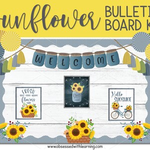 Farmhouse Sunflower Classroom Decor Kit for Educational Bulletin Board ...