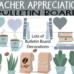 Teacher Appreciation Poster Kit for Classroom Bulletin Board Kit Coffee ...