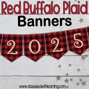 Buffalo Plaid Christmas Décor, Merry Christmas Bunting, Red Buffalo ...